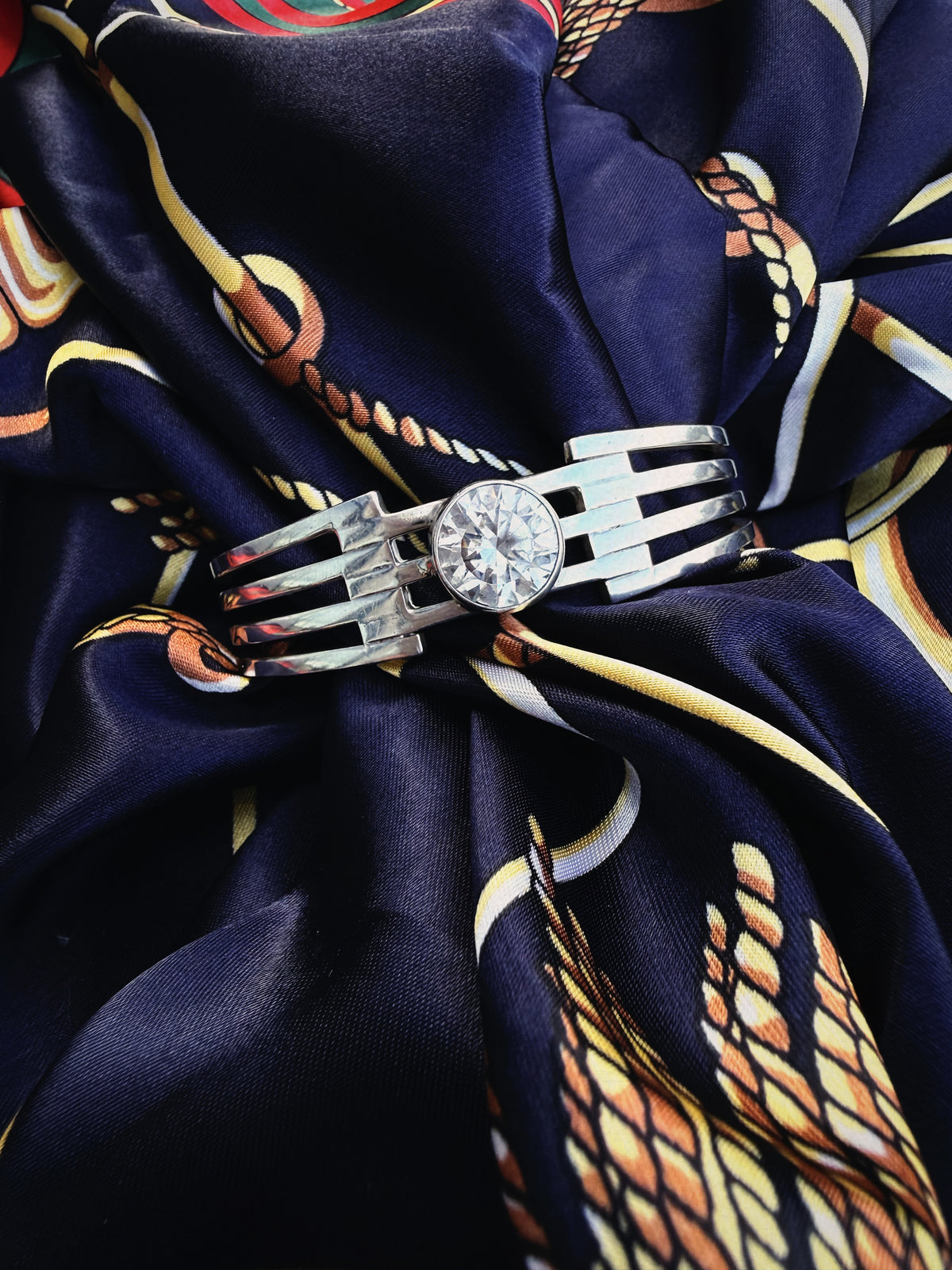 Vintage Sterling Silver Cuff Bracelet with Clear Stone – Modern Statem ...